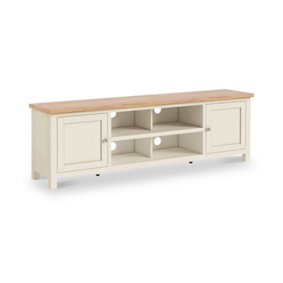 Farrow Xl Cream 190Cm Tv Unit - Fully Assembled - Painted With Oak Top ...