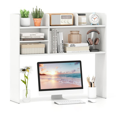 Gainoom White Desktop Bookshelf 3-Tier Display Rack Bookcase Storage ...