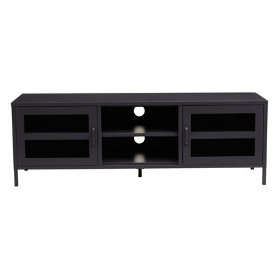 Orsina Classic Two Door Black Metal Media Unit, Industrial Livingroom ...