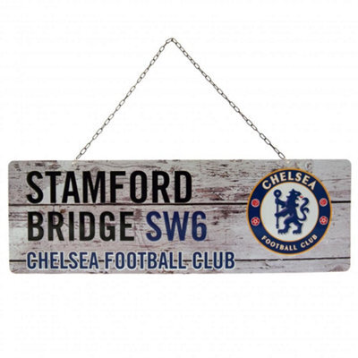 Chelsea Fc Rustic Plaque White/black/blue (One Size) by B&Q | ufurnish.com