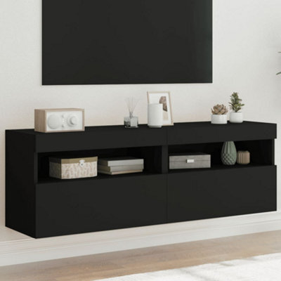 Berkfield Tv Wall Cabinets With Led Lights 2 Pcs Black 60X30X40 Cm by B ...