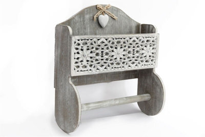 Geko Grey Wooden Kitchen Towel Holder With Cutout Pattern Shelf by B&Q ...
