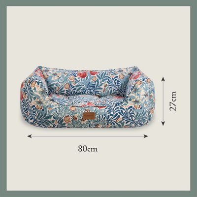 Morris & Co Bower Print Square Box Dog & Cat Bed by B&Q | ufurnish.com