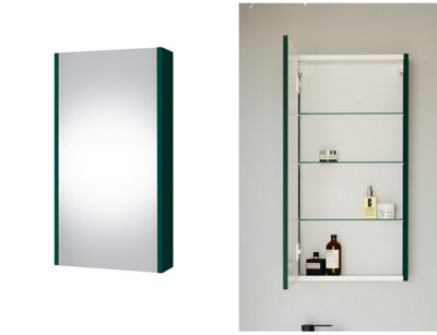 Impact Furniture Bathroom Mirror Cabinet Washroom Cupboard Dark Green ...