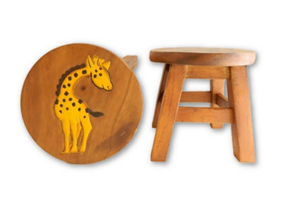 Children's Wooden Stool - Giraffe Step Stool by B&Q | ufurnish.com