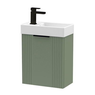 Balterley Green 400mm Wall Hung Cloakroom Vanity Basin Unit With Black ...
