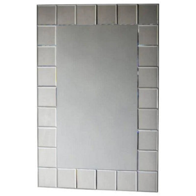 DEENZ Wall Mirror Bevelled Blocks Edge Simple Stylish Design by B&Q ...