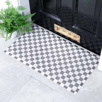 Native Natural Grey Check Doormat (70 X 40Cm) by B&Q | ufurnish.com