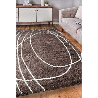 Melrose Squiggle Brown Coloured Medium Area Indoor Rug 120/170Cm by B&Q ...