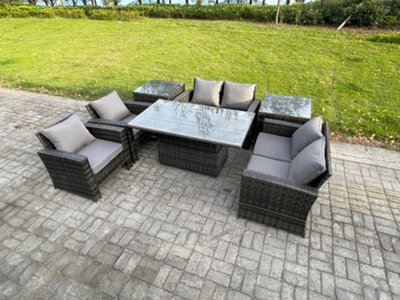 Fimous Rattan Garden Furniture Sets Patio Outdoor Rising Lifting Table ...