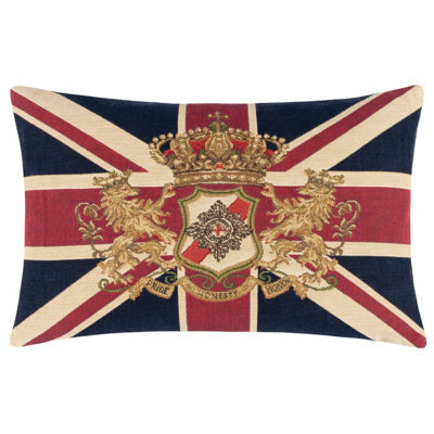 Evans Lichfield Union Jack Lion Crest Flag Tapestry Embroidered Cushion ...