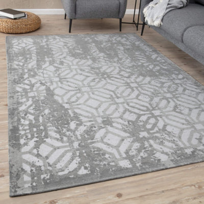 The Rugs Carina Collection Rugs In Grey 6932 Non-Slip Machine Washable ...