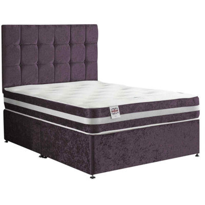 Delia Divan Bed Set With Headboard And Mattress - Chenille Fabric ...