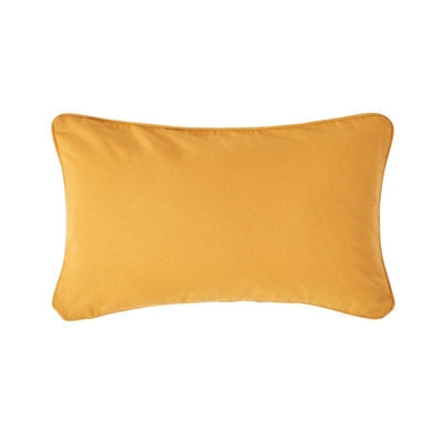 Homescapes Cotton Plain Mustard Yellow Rectangular Cushion Cover, 30 X ...