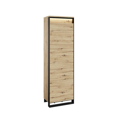 Arte Quant Qg-01 Hallway Cabinet In Oak Artisan & Black - 600mm X ...