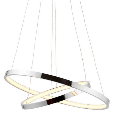 Led Ceiling Pendant Light 20.5W Warm White Chrome Infinity Ring Strip ...