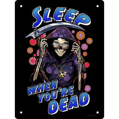 Grindstore Sleep When Youre Dead Tin Happy Reaper Plaque Black (One ...