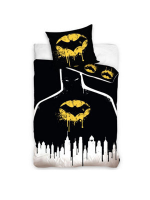 Batman Bat Logo Single Duvet Cover And Pillowcase Set - European Size ...