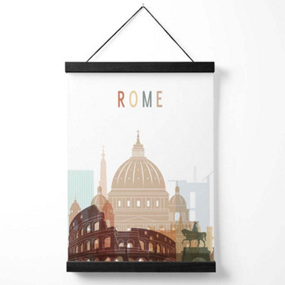 Artze Wall Art Rome Colourful City Skyline Art Print With Black Frame ...