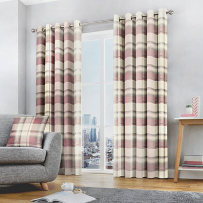 Fusion Balmoral Check Country Checked Pattern Pair Of Eyelet Curtains ...