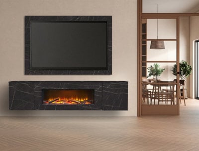 Acantha Orion Electric Floating Media Wall Suite With Tv Backboard In ...