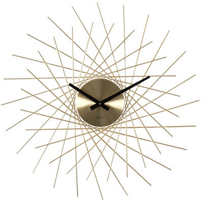 Acctim Lohne Large Wall Clock Quartz Spoke Geometric Spun Metal Gold ...
