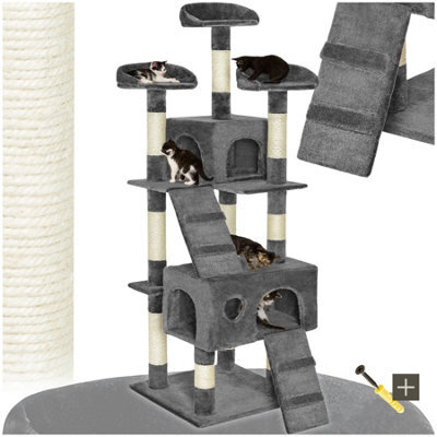 Tectake Cat Tree Mogli - 170 Cm, Sisal Cat Scratching Post - Grey by B ...
