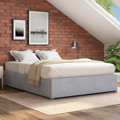 Aspire Upholstered Platform Ottoman Bed Frame Uk Made, Plush Light ...