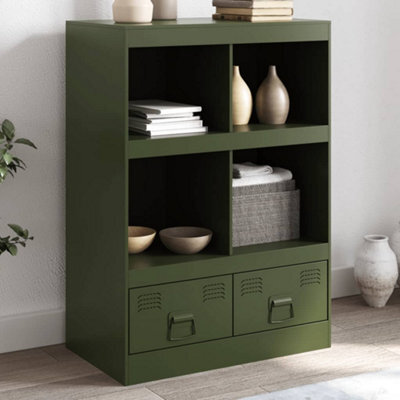 Berkfield Highboard Olive Green 67X39X95 Cm Steel by B&Q | ufurnish.com