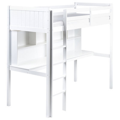 Beliani High Sleeper Bed With Desk Pine Wood Foucamont 90 X 200 Cm (Eu ...