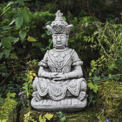 Highly Detailed Medium Stone Cast Buddha Statue by B&Q | uFurnish.com