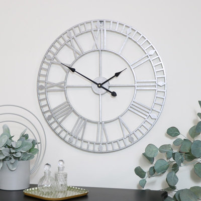 Melody Maison Silver Metal Skeleton Clock 60Cm X 60Cm by B&Q | ufurnish.com