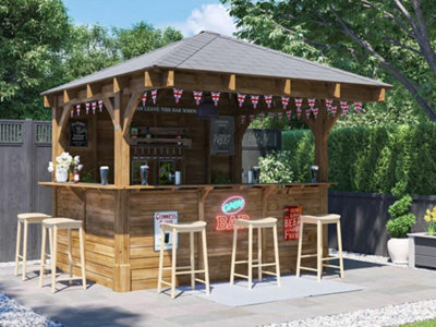 Dunster House Garden Bar 3 X 3 Metres Wooden Outdoor Pub Shed Gazebo ...