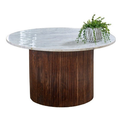 Buttercup Farm Opal Coffee Table With Marble Top & Mango Wood Base ...