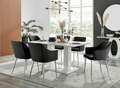 Furniturebox Imperia White High Gloss 6 Seater Dining Table With ...