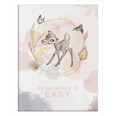 Bambi Being Brave Is Easy Framed Poster White/grey (40Cm X 30Cm) by B&Q ...