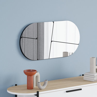 Decortie Otis Black Modern Unframed Mirror Wall-Mounted Bathroom (H ...