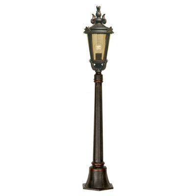 Stylish Outdoor Ip44 Mini Lamp Post In Weathered Bronze With Led E27 ...