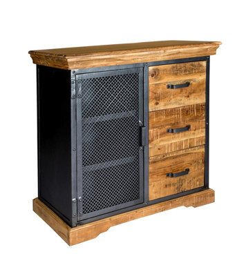 Buttercup Farm Metropolis Industrial 3 Drawer Sideboard - Metal/acacia ...