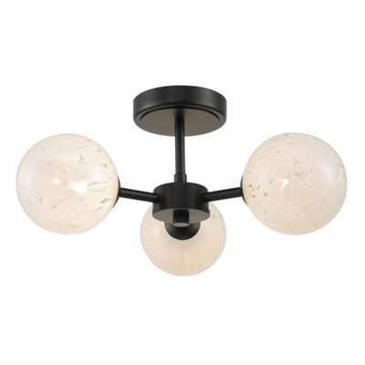Happy Homewares Designer Matte Black Ceiling Light With White Confetti ...