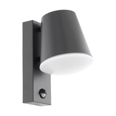 Ip44 Outdoor Wall Light With Pir Sensor In Anthracite Steel - 10W E27 ...