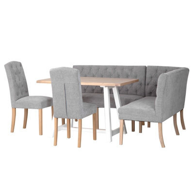 Buttercup Farm Fixed Top White Dining Table, Right Hand Grey Corner ...