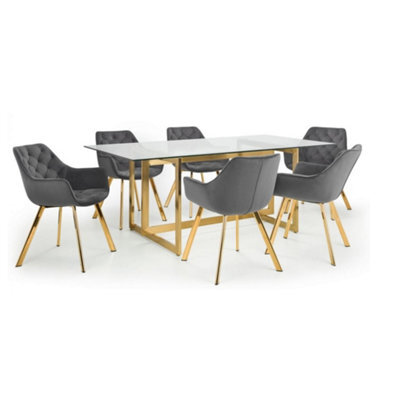 Ashfield Minori Dining Table & 6 Lorenzo Grey Dining Chairs by B&Q ...