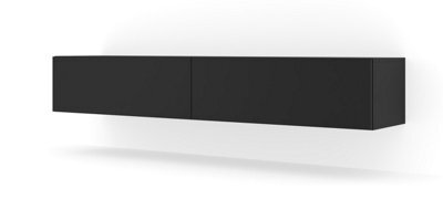 Arte Sleek Bingo 180Cm Wall-Mounted Tv Cabinet In Matt Black - 1800mm X ...