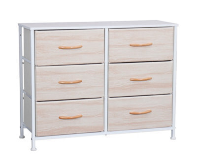 Requena Chest Of Drawers, 6 Drawers With Wood Top And Large Storage ...