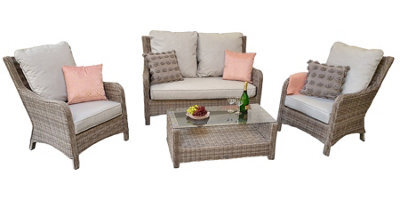 Signature Weave Alexandra Wicker High Back 4 Seater Sofa Set & Chairs ...