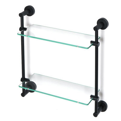Nes Home Modern Round Black Matte Double Glass Shelf by B&Q | ufurnish.com