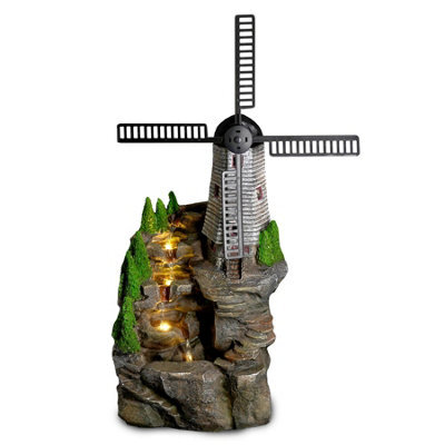Geezy Water Feature Outdoor Indoor Led Fountain Waterfall Garden Decor ...
