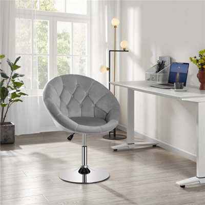 Yaheetech Grey Upholstered Height Adjustable Round Swivel Chair by B&Q ...