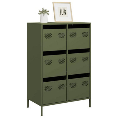 Berkfield Highboard Olive Green 68X39X101.5 Cm Steel by B&Q | ufurnish.com